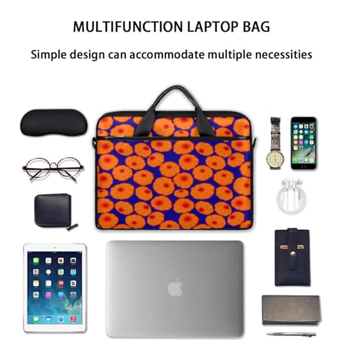 Pumpkin Thanksgiving Laptop Computer Bag Waterproof Shoulder Messenger Bag 13-15 inch Durable Laptop Tote Bag with Shoulder Strap Handle Lightweight Crossbody Briefcase