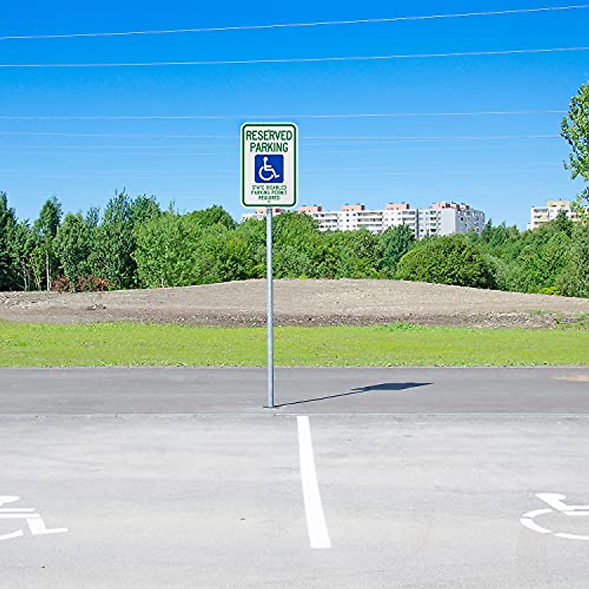 SmartSign - K-1467-EG-12x18-D3 "Reserved Parking - State Disabled Parking Permit Required" Sign | 12" x 18" 3M Engineer Grade Reflective Aluminum Blue/Green on White