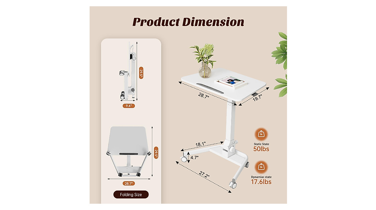 Joy Seeker Mobile Standing Desk - Adjustable & Portable Workstation