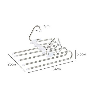 Tbkoly 5 in 1 Pant Rack Multifunction Shelves Steel Multi-Functional Wardrobe Magic Trouser Hanger Coat Storage