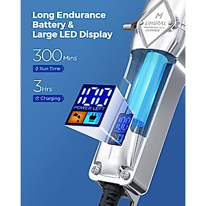 Limural Hair Clippers for Men Professional - Cordless Barber Clippers for Hair Cutting & Grooming, Rechargeable Beard Trimmer with Large LED Display & Silver Metal Casing