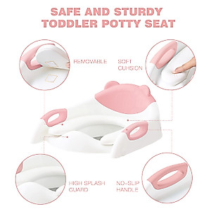 Training potty potty training toilet,SKYROKU Training Toilet for Kids Boys Girls Toddlers-Comfortable Safe Potty Seat with Anti-Slip Pads Ladder (Pink)