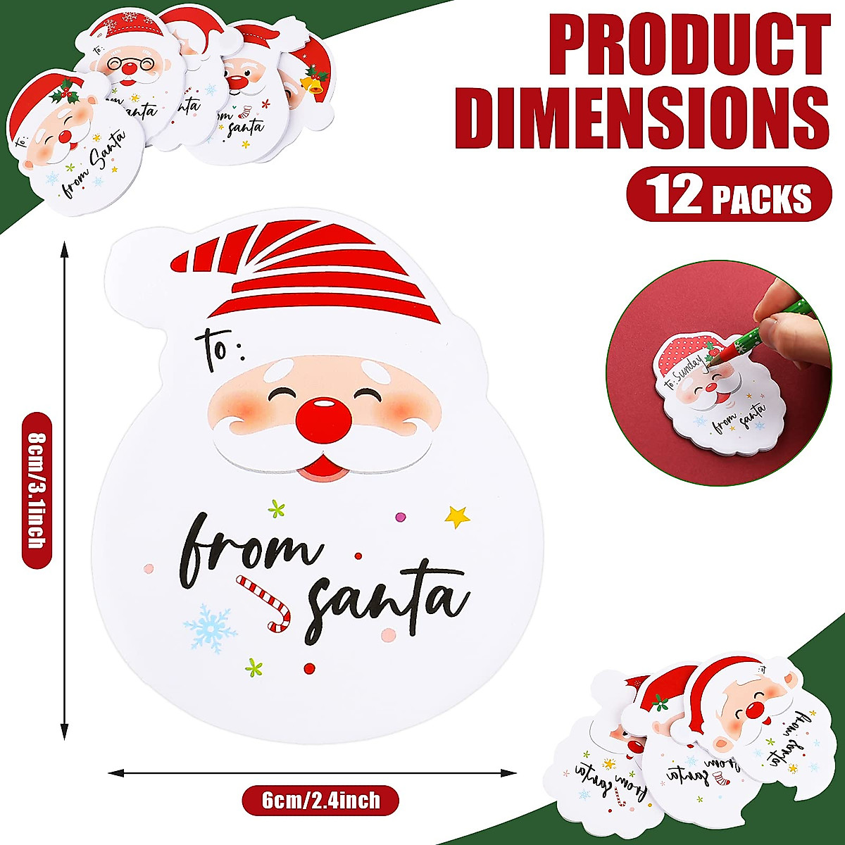 216 Sheets 'from Santa' Tag Stickers Christmas Santa Sticker Christmas Labels Stickers Name Tag Stickers Xmas Gifts Stickers for Holiday Festive Wrapping Party Favors