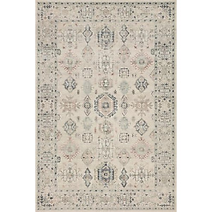Loloi II Hathaway Collection HTH-06 Blush/Multi 9'-0" x 12'-0", .25" Thick, Area Rug, Soft, Durable, Printed, Modern, Low Pile, Non-Shedding, Easy Clean, Living Room Rug