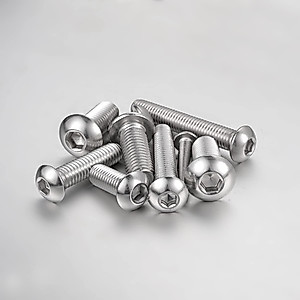 M5-0.8 x 12mm Socket Button Head Socket Cap Bolts Screws Allen Socket Drive Screws Stainless Steel 304 (A2-70) Fully Threaded Machine Screws, Pack of 100
