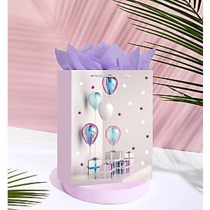 LUCKY AID 12.6” Birthday Gift Bag with Handle and Tissue Paper, Gift Bag for Boys, Girls, Women and Men’s Birthday Party, Baby Shower, Christmas Party Supplies(Purple)