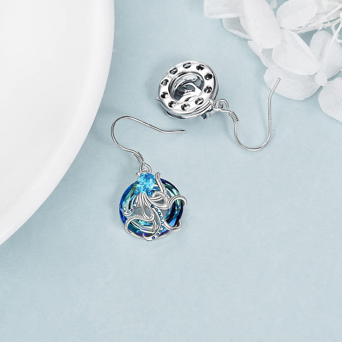 YFN Octopus Gifts for Women Sterling Silver Octopus Dangle Drop Earrings Ocean Animal Jewelry for Ocean and Octopus Lover