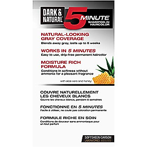 SoftSheen-Carson Dark & Natural Hair Color for Men 5 Minutes, Natural Looking Gray Coverage for Up To 6 Weeks, Shampoo-in Permanent Hair Dye, Jet Black, Ammonia Free, Jet Black