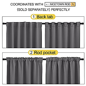NICETOWN Blackout Window Curtains for Camper - (Grey Color) 42x40 Inch, 2 Panels Set, Thermal Insulated Room Darkening Blackout Drapes/Draperies with Rod Pocket & Back Tab for Loft