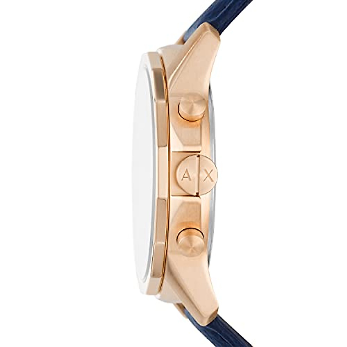 Armani Exchange Men's Stainless Steel Quartz Watch with Leather Strap, Blue, 22 (Model: AX1723)