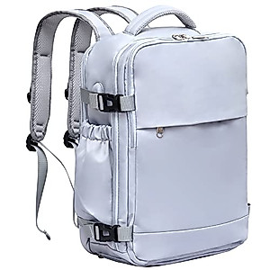 JULY'S SONG Travel Laptop Backpack for Women Men, Fit 15.6 Inch Computer with USB Charging Port, Water Resistant College School Bag Business Backpack Carry on Bag with Shoe Compartment, Gray