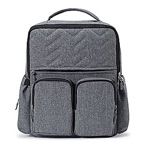 SoHo NY Diaper Backpack Bag 4Pc Chevron, Gray
