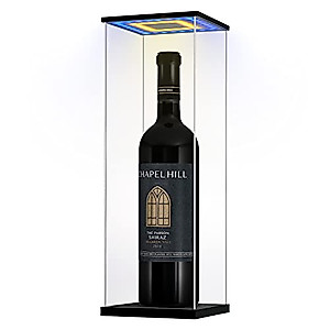 DIWNELEM Acrylic Wine Bottle Display Case with LED Light Display Stand Wine Display Case Protector Dustproof for Red Wine,Champagne,Liquor,Whiskey,Beer,Beverage Bottle (5 * 5 * 14.2")