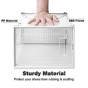 Yescom Foldable Shoe Storage Box 18 Pack Shoe Organizer Bins Closets Stackable Sneaker Container for Home Closet Apartment Use Clear Large Size