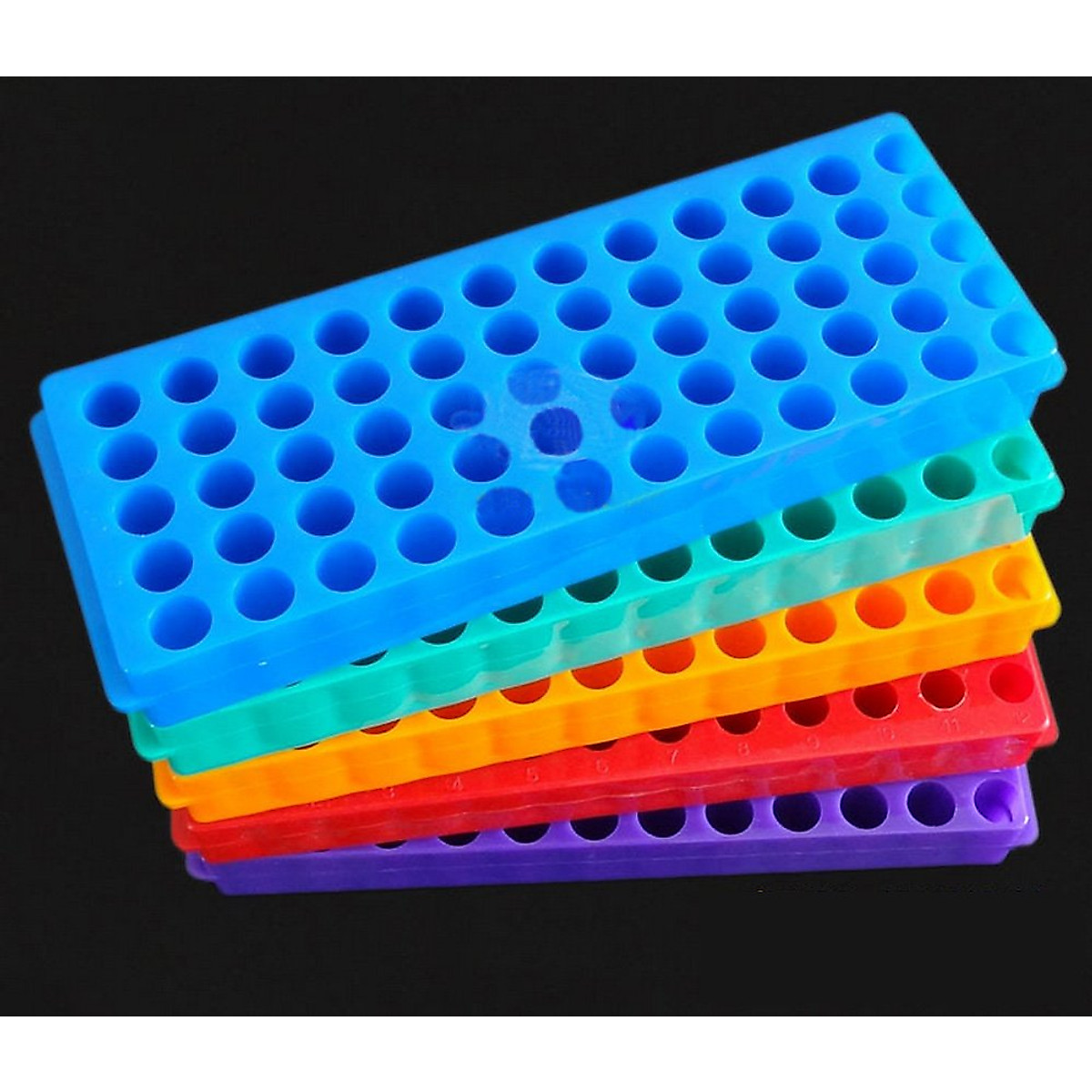 5 Pcs Tube Rack Double Panel Microcentrifuge PCR Centrifuge Tube Holder, 60-Well