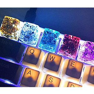 Handmade Resin & Foil Artisan Backlit Keycaps Translucent Key Caps OEM Profile for Cherry MX Gaming Mechanical Keyboard