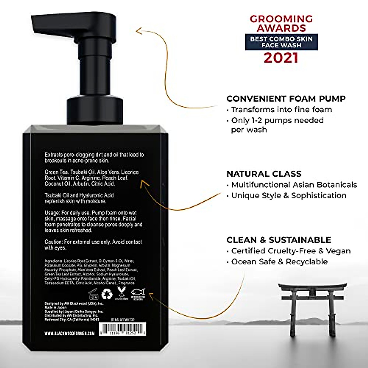 Blackwood For Men X-Punge Foaming Face Wash - Organic & Natural Acne Facial Cleanser For Oily to Normal Skin - Deep Cleanse for Exfoliation - Paraben Free, Sulfate Free, & Cruelty Free (7.32 oz)