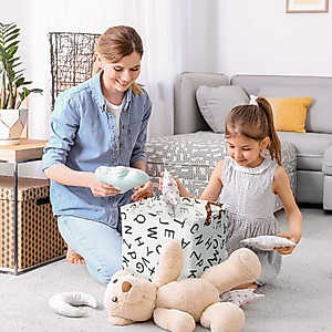 4 Pieces Square Alphabet Canvas Storage Bins Waterproof Toys Canvas Organizer 13 x 13 Inch Kids Laundry Box Foldable Cube Containers with Handles for Nursery Home Closet Bedroom Drawers