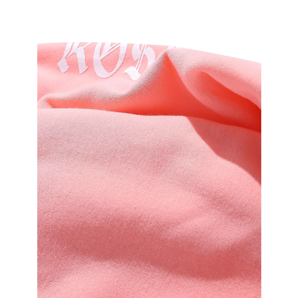 ZAFUL Men's Fleece Hoodie Unisex Rose Letter Print Hooded Pullover Kangaroo Pocket Sweatshirt Pink L