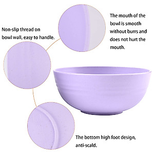 Cuayaes 5Pcs Unbreakable Cereal Bowls, 13.5cm/5.3in Lightweight Wheat Straw Bowl for Everyone, Food-safe Bowls Dishwasher Microwave for Rice,Noodle,Snack, Salad,Soup (Purple)