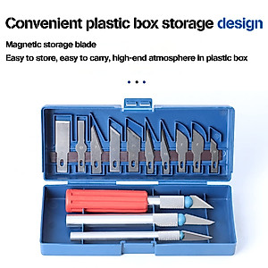 CARCLOTHES Precision Hobby Knife Set (16Pcs)，Sharp Engraving Enthusiast Knife Set with Beautiful Plastic Case, Precision CuttingTool Set for Vinyl, Paper, Wood, Leather.
