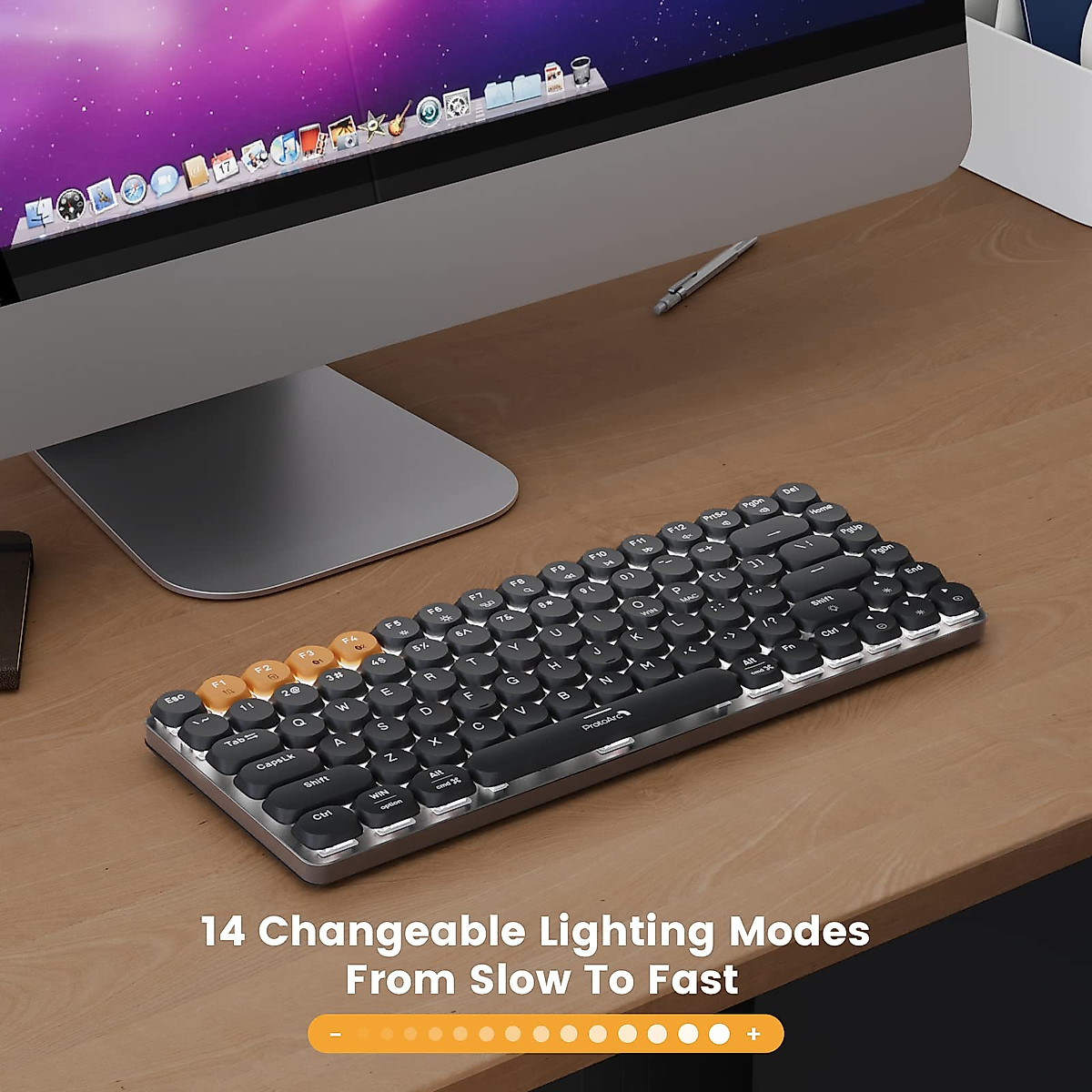ProtoArc MECH K301 Office Keyboard - 75% Tactile Quiet Keyboard with Backlit, Triple-Mode 2.4G/USB-C/Bluetooth, Red Switches for PC, Mac, Windows, iPad - 84 Keys