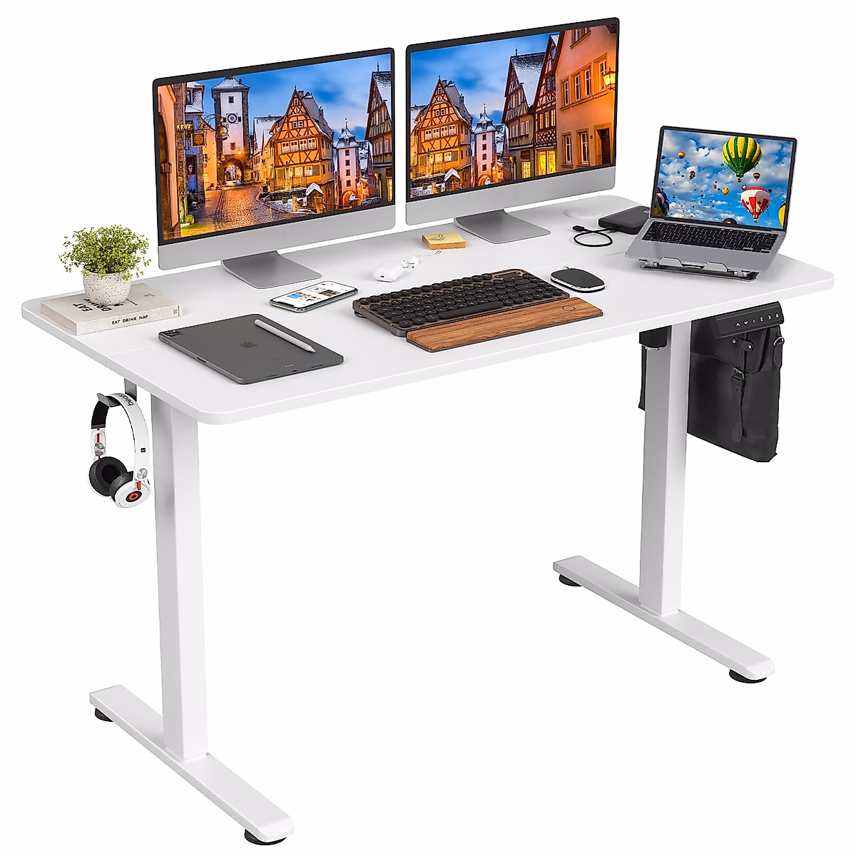 STARY Electric Standing Desk Adjustable Height Sit Stand Home Office Desk with Splice Board