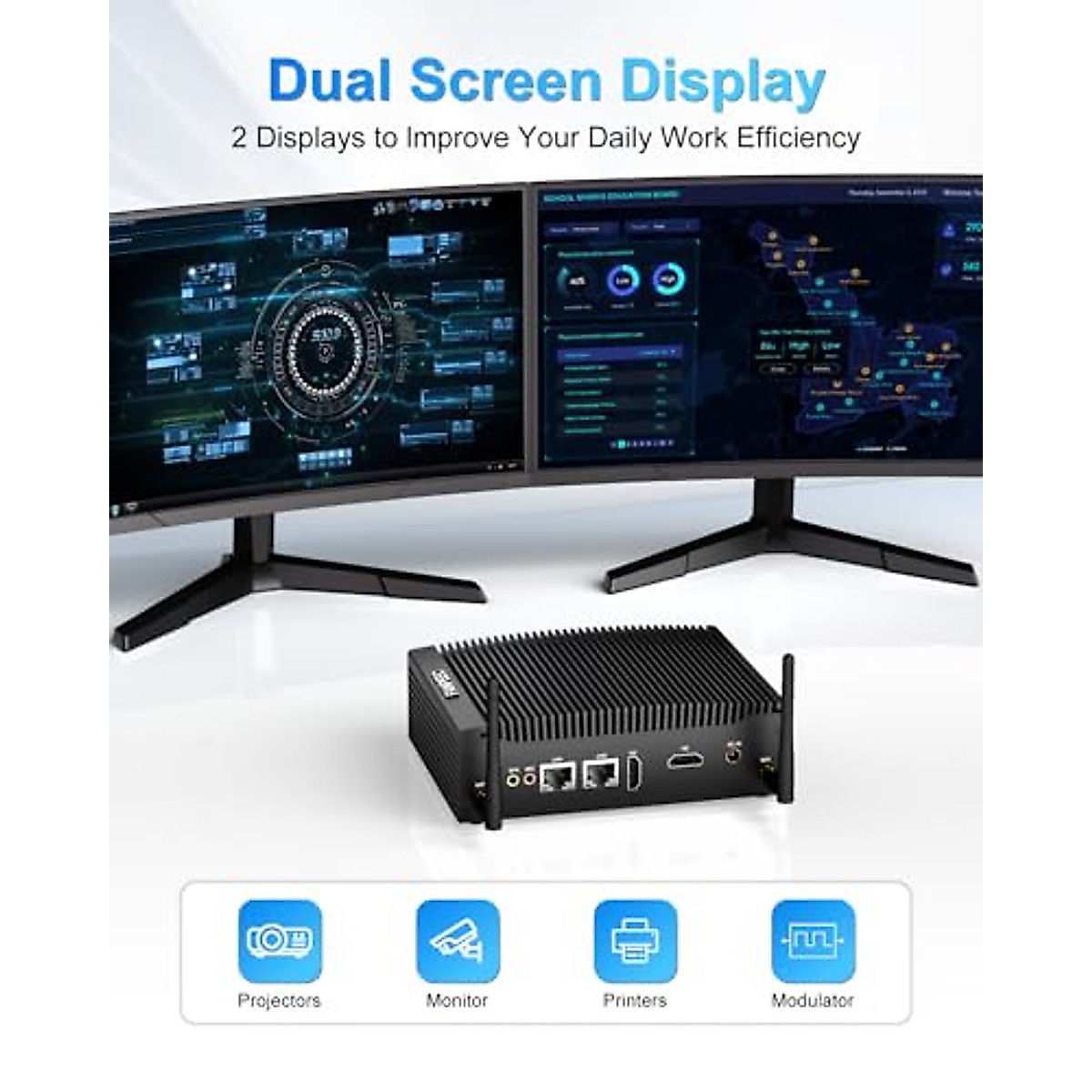 FANPEEC Fanless Mini PC Core i3 6157U, Industrial PC Windows 10 Pro 64GB RAM 512GB SSD 1TB HDD, WiFi 5, BT 4.2, 8 x USB 2.0, 2 x Ethernet Ports, 2 x HD Mini Desktop Computers