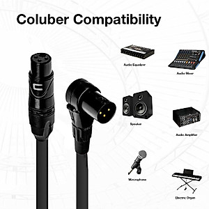 Balanced XLR Cable Female to Right Angle XLR Male - 10 Feet Black - Pro 3-Pin Microphone Connector for Powered Speakers, Audio Interface or Mixer for Live Performance & Recording