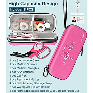 MEUUT 15 pcs Stethoscope Case Kit, Perfect Nurse Gift Include Stethoscope Case, Medical Scissors, Penlights with Batteries, Bandage Wraps, Badge Holders for Nurse Accessories for Work