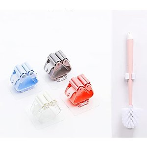 ZRFAMILY 4 Pack No Hole Hanging mop Rack, Bathroom mop Hook, Bathroom Hook, Broom Rack, Card Holder, mop Clip