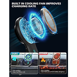 MOKPR for MagSafe Car Mount Charger, 15W Heat Dissipation Wireless Car Charger Fast Charging Magnetic Phone Holder Mount Automobile Car Holder Vent Fits iPhone 15 Pro Max Plus 14 13 12 MagSafe Case