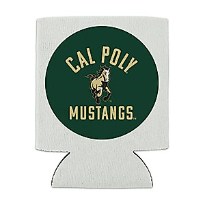 Cal Poly Mustangs Logo Can Cooler - Drink Sleeve Hugger Collapsible Insulator - Beverage Insulated Holder