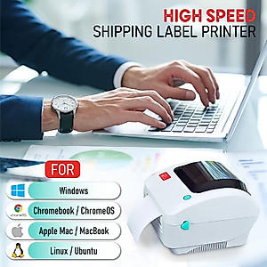 Arkscan 2054A Shipping Label Printer for Windows Mac Chromebook Android, Supports Amazon Ebay Paypal Etsy Shopify ShipStation Stamps.com UPS USPS FedEx DHL, Roll & Fanfold 4x6 Direct Thermal Label