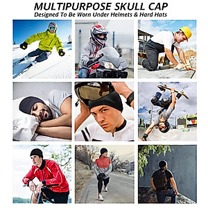 Headshion Cotton Skull Caps for Men Women,2-Pack Lightweight Beanie Sleep Hats Breathable Helmet Liner Navy Blue,Denim Blue