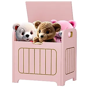 Aenuert Kids Storage Chests & Trunks Pink Toy Storage Chests, Small Cube Storage Box Organizer,Wooden Storage Bin With Handle For Store Toy Books Clothes,Small Square Nightstand For Entryway,Bedroom