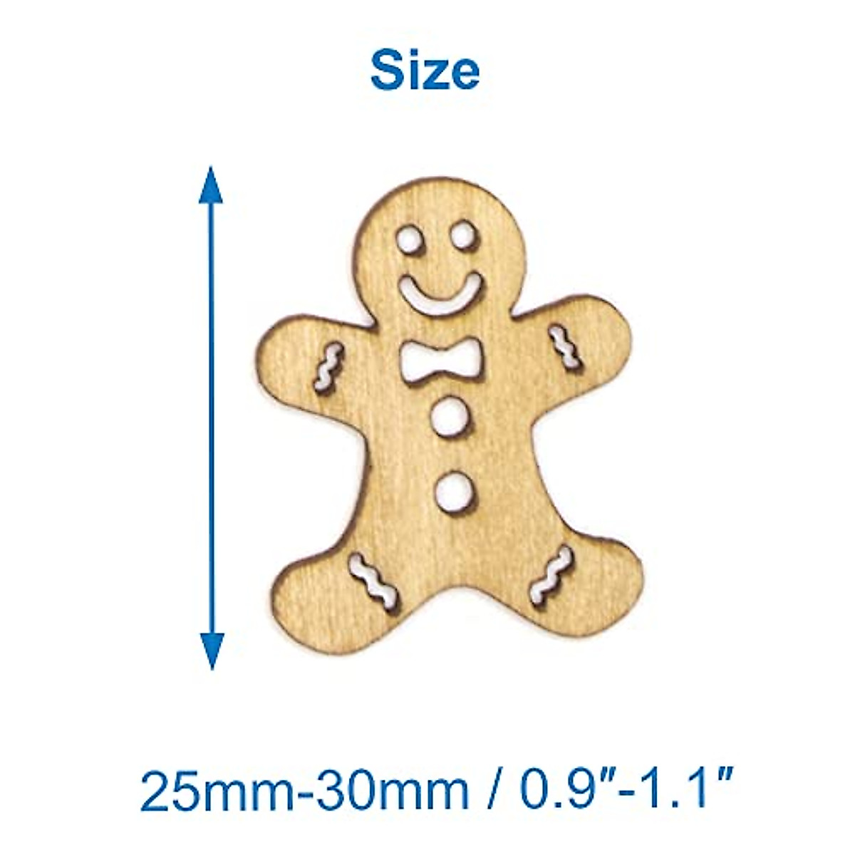 Baker Ross FE983 Christmas Mini Wooden Shapes - Pack of 72, Embellishments for Crafting, Craft Supplies for Children, Ideal for Kids Arts and Craft Projects
