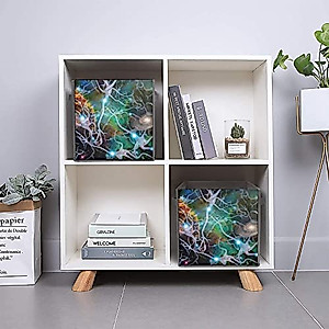 Medical Nerve Decorative PU Leather Collapsible Storage Bins Canvas Cube Organizer Basket with Handles