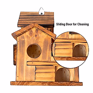 COLEBA Bird Houses for Outside,Outdoor 5 Hole Bird House Room for 5 Bird Families Bluebird Finch Cardinals Hanging Birdhouse for Garden (Brown - Set of 1)