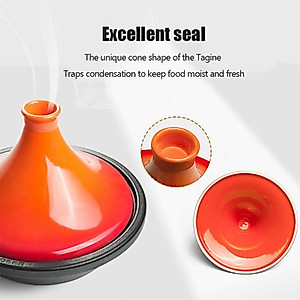 MYYINGBIN Tagine Enameled Cast Iron Pot with Ceramic Lid for Different Cooking Styles and Temperature Settings, Lead Free Slow Cooker, Red