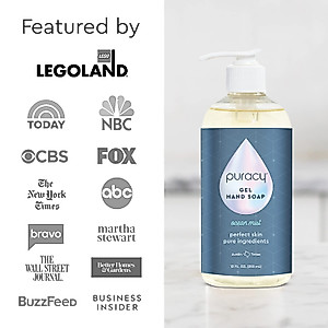 Puracy Gel Hand Soap - Perfect Skin, Pure Ingredients - with 15+ SuperPlant Ingredients for Clean, Soft, Smooth Skin, 99.09% from Mother Nature, Gently Scented Hand Wash, Ocean Mist, 12 Ounce (2-Pack)
