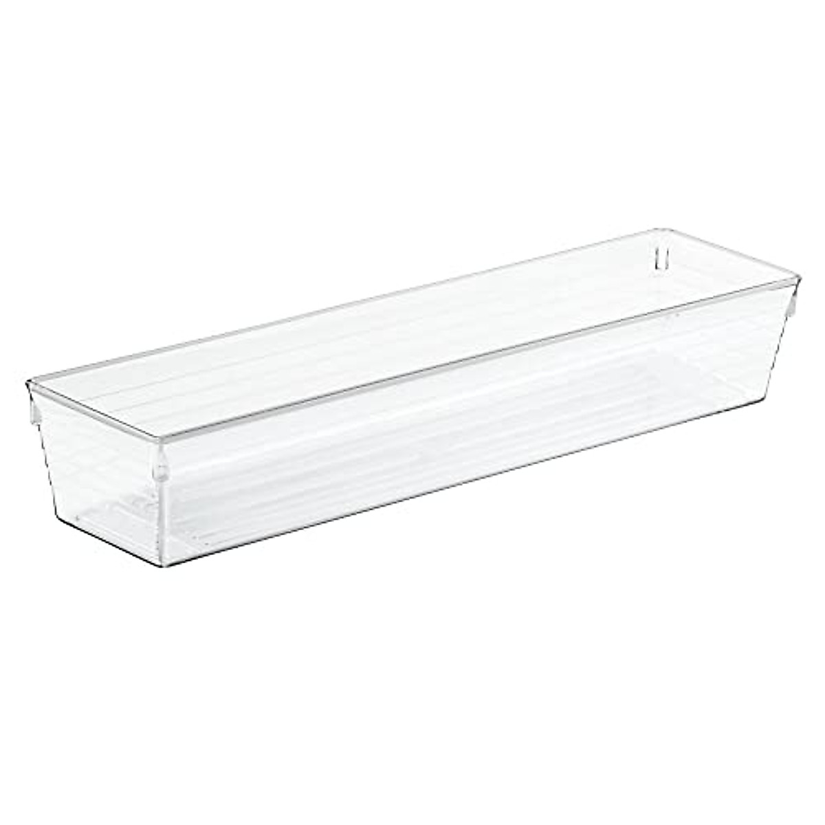 mDesign Plastic Kitchen Cabinet Drawer Organizer Tray - Storage Bin for Cutlery, Serving Spoons, Cooking Utensils, Gadgets - BPA Free, Food Safe, 12" Long, 3 Pack - Clear