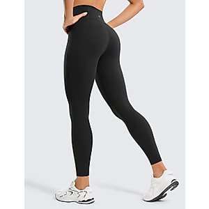 CRZ YOGA Womens Butterluxe Workout Leggings 25 Inches - High Waisted Gym Yoga Pants with Pockets Buttery Soft Black X-Small