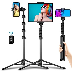 Texlar 60" Phone Tripod Stand for iPhone and iPad - Includes Wireless Remote, Cell Phone and Tablet Holders - for Camera Video Recording, Travel - T60 Pro Selfie Stick Tripod