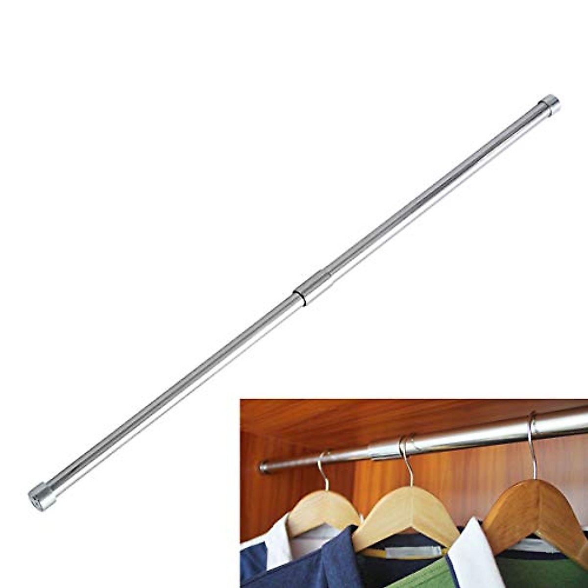 SEWACC Adjustable Closet Rod for Hanging Clothes Stainless Steel Closet Pole Closet Bar Closet Hanger Organizer Garment Storage Bar Rack 57-103 cm