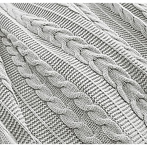 BOLL & BRANCH Cable Knit Throw Blanket – Luxurious 100% Organic Cotton Bedding – Soft, Lightweight, Breathable and Cozy – Timeless Knit Design – 50 x 70, Heathered Pewter