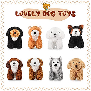 Sumind 8 Pieces Plush Dogs 5 Inch Stuffed Animals Bulk Assorted Cute Stuffed Dogs Small Animal Plush Toys for Girls Boys Graduation Halloween School Classroom Party Supplies Favors(Squatting Dog)