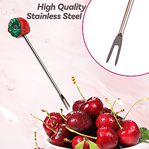 Set of 10 Strawberry Stainless Steel Fruit forks and 1 Strawberry Holder, Fruit Forks Dessert Forks Salad Forks Food Picks