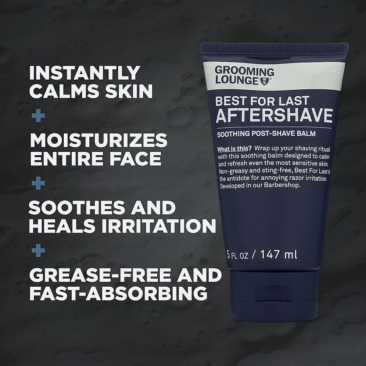 Grooming Lounge Best for Last Aftershave - Soothing After Shave Balm - Instantly Calms Irritated Skin - Refreshing Facial Moisturizer - Ideal for Sensitive Skin - Non-Greasy - Fragrance Free - 5 oz