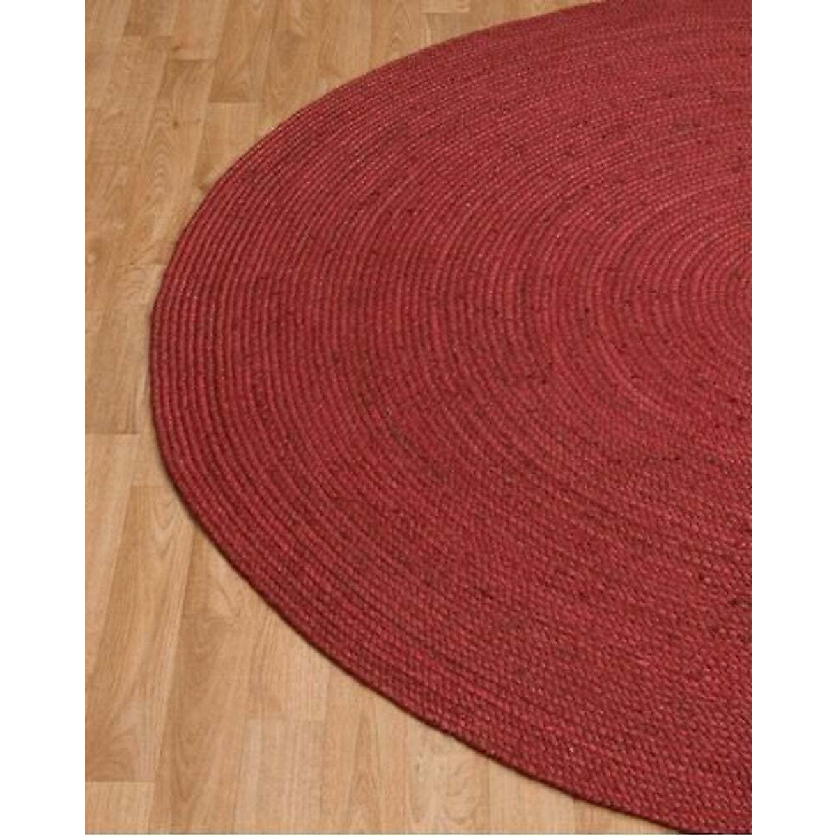 Vipanth Exports Round Jute Rug Farm House Hand Made and Hand Braided Area Rug for Kitchen, Bedroom, Living Room in Customize Sizes (Red, 30 Inches x 30 Inches)